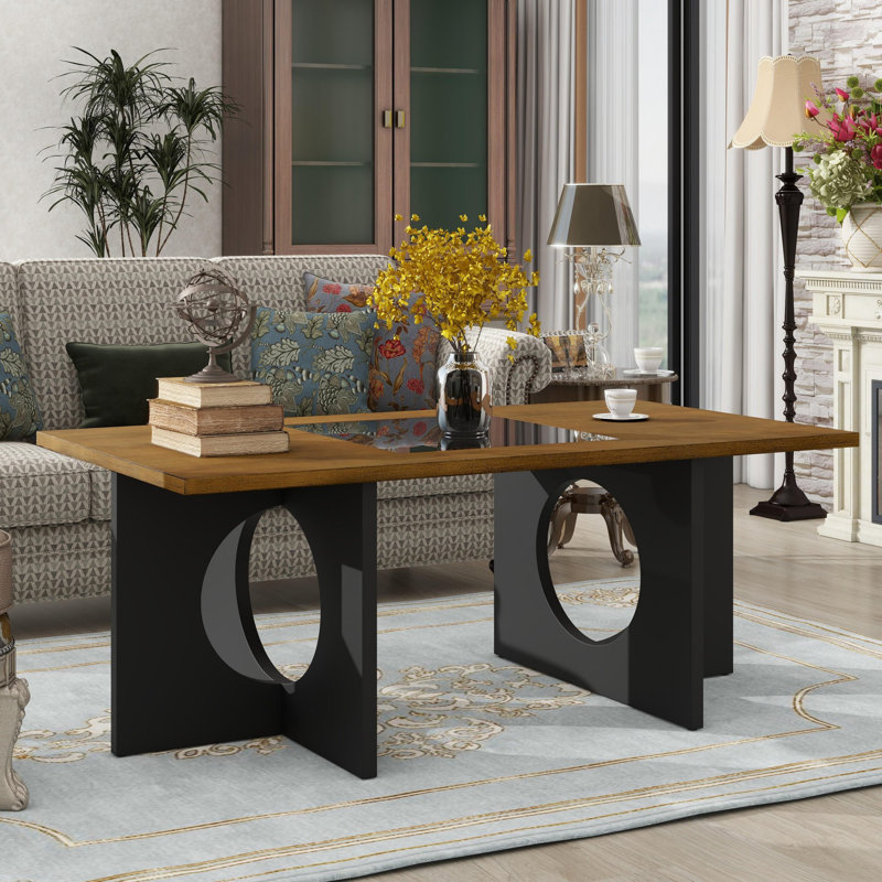 Wrought Studio Contemporary Wood Rectangular Coffee Table Coffee Cocktail Tables